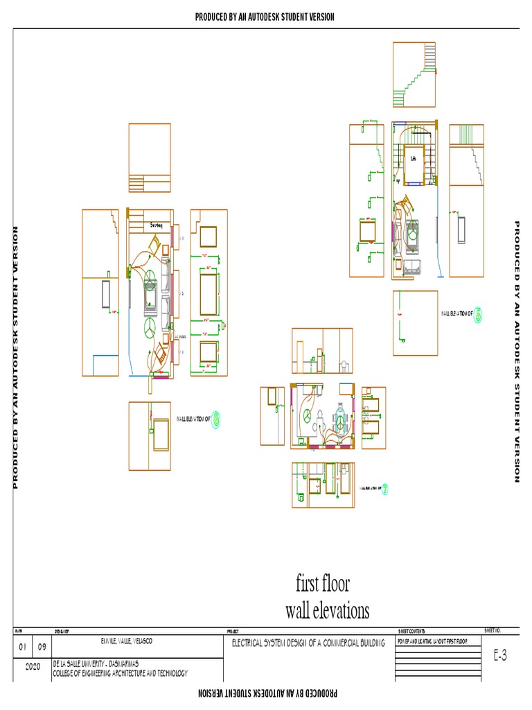 First Floor Wall Elevations: 09 01 2020 Electrical System Design of A Commercial Building ...