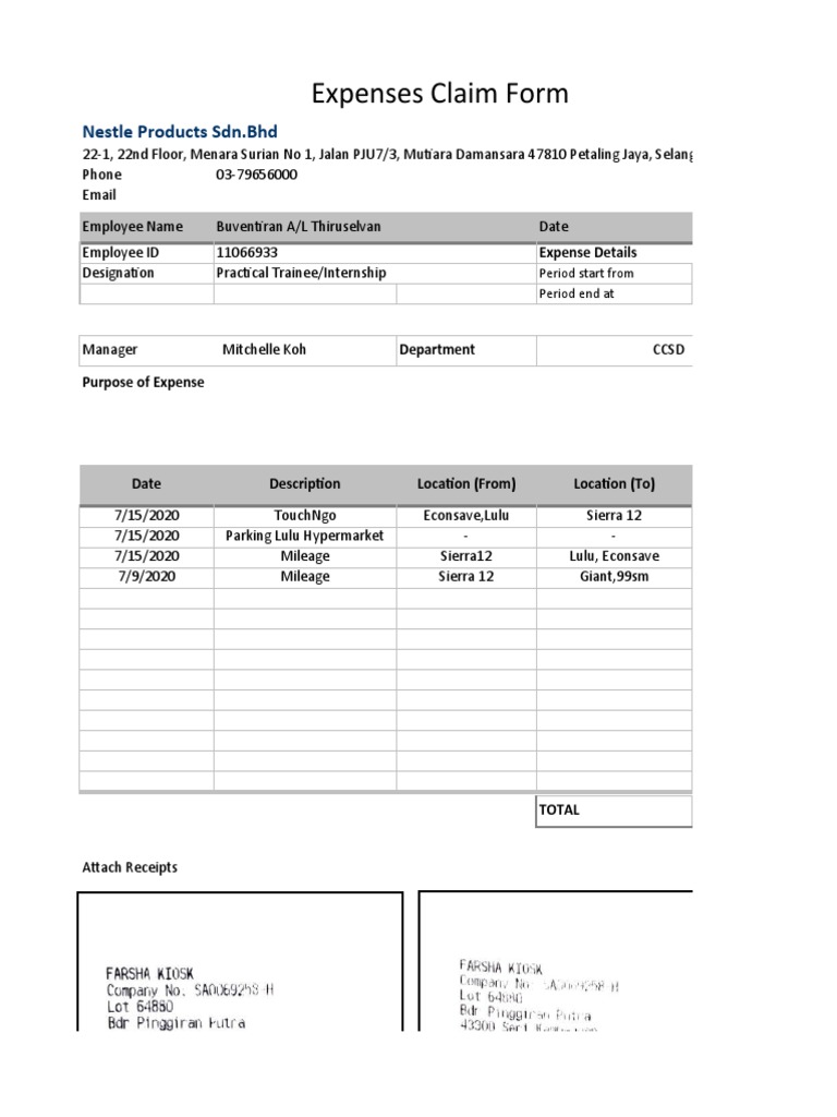 Expense Claim Form | PDF