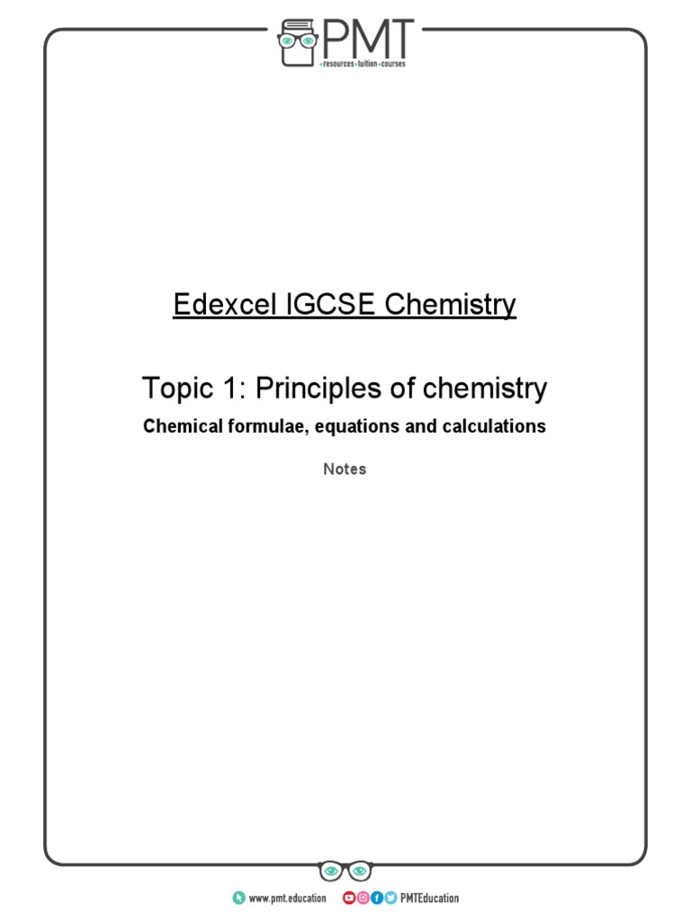 PMT CH (5) 1e) Chemical Formulae Equations and Calculations PDF | PDF ...