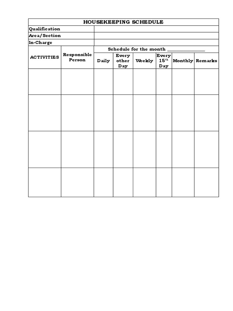 1 - Housekeeping Schedule | PDF