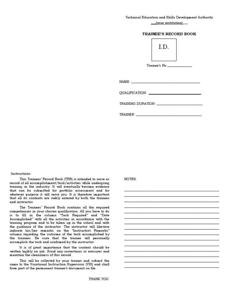 3 - Trainees Record Book | PDF | Behavior Modification | Cognition