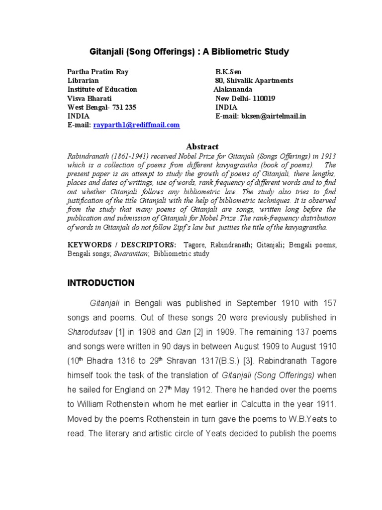 Gitanjali | PDF | Rabindranath Tagore