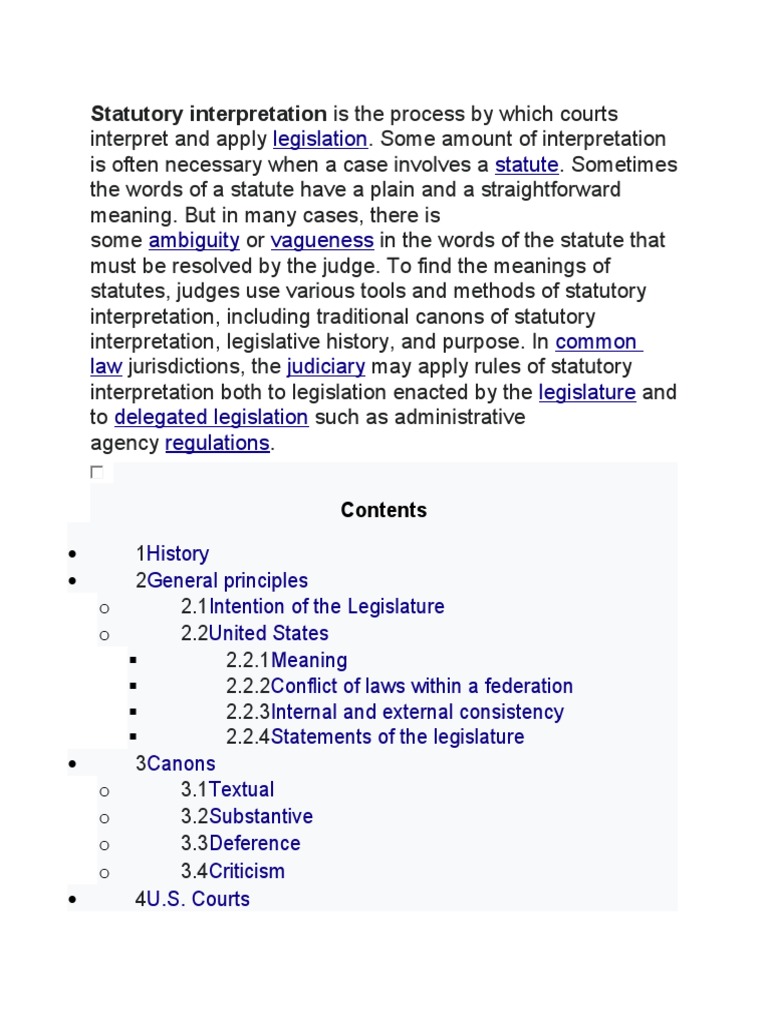 Legislation Statute: Statutory Interpretation Is The Process by Which ...