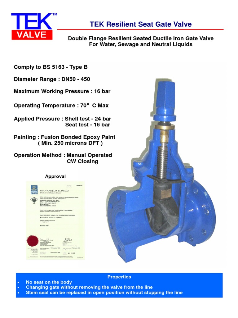 Resilient Seat Gate Valve Pdf Valve Hydraulics