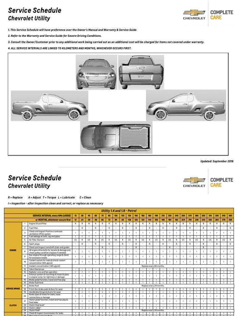 Service Schedule: Chevrolet Utility | PDF | Machines | Automotive ...