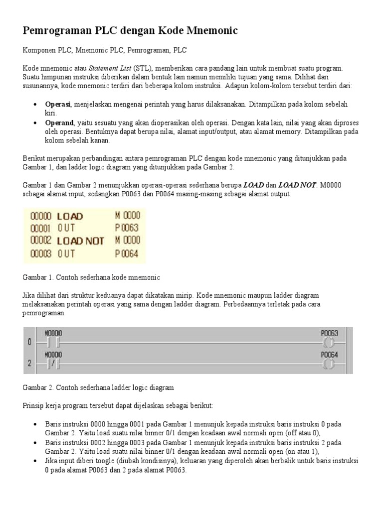 Memperbandingkan Pemrograman PLC dengan Kode Mnemonic dan Ladder Logic ...