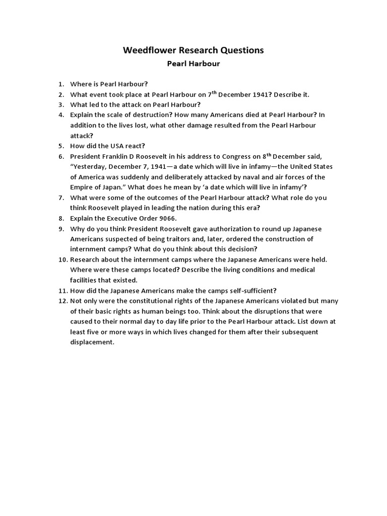 Pearl Harbour Questions | PDF