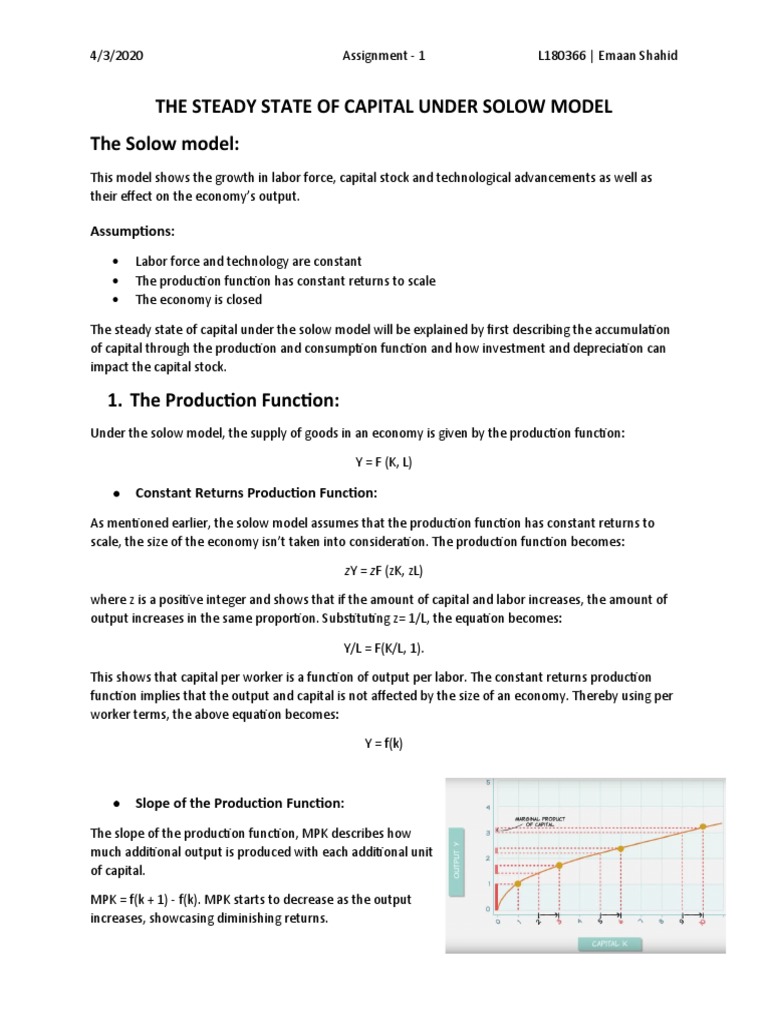 The Steady State of Capital Under Solow Model The Solow Model | PDF ...