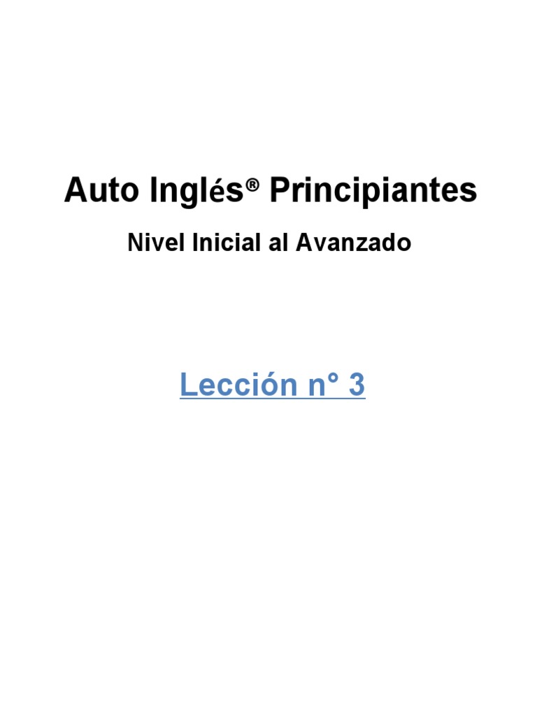 Auto Inglés - Leccion 3 | PDF | Grammar | Linguistic Typology