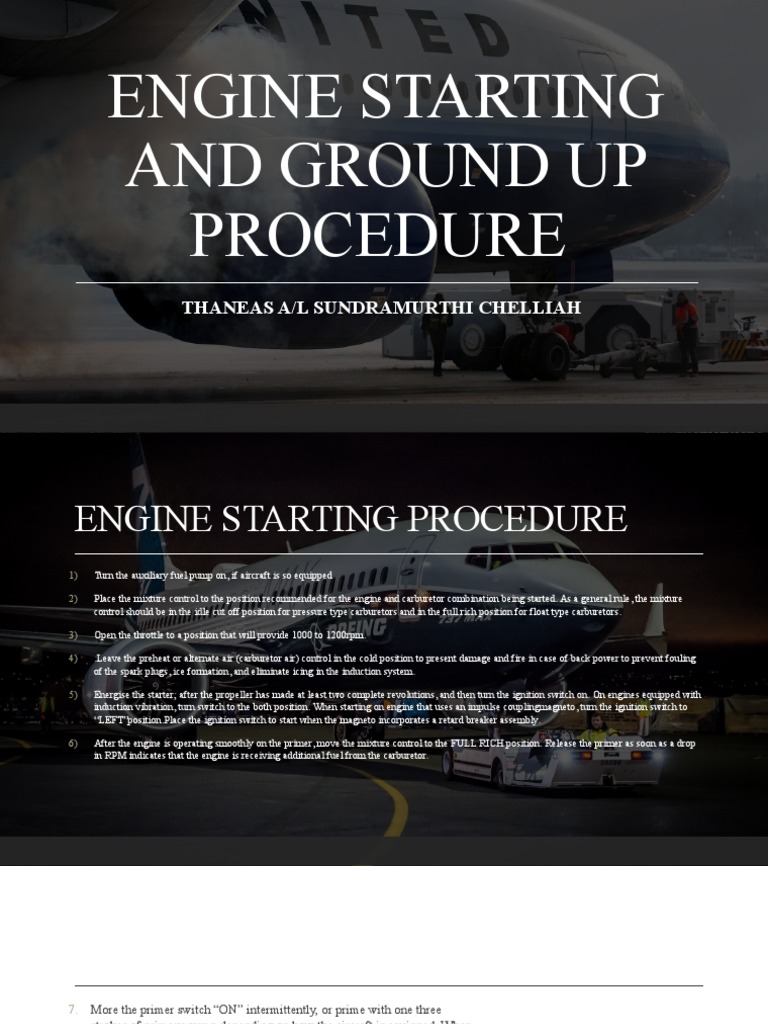 Engine Starting and Ground Up Procedure | PDF | Carburetor | Ignition ...
