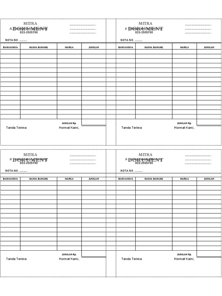 Contoh Nota Fotocopy Kosong | PDF