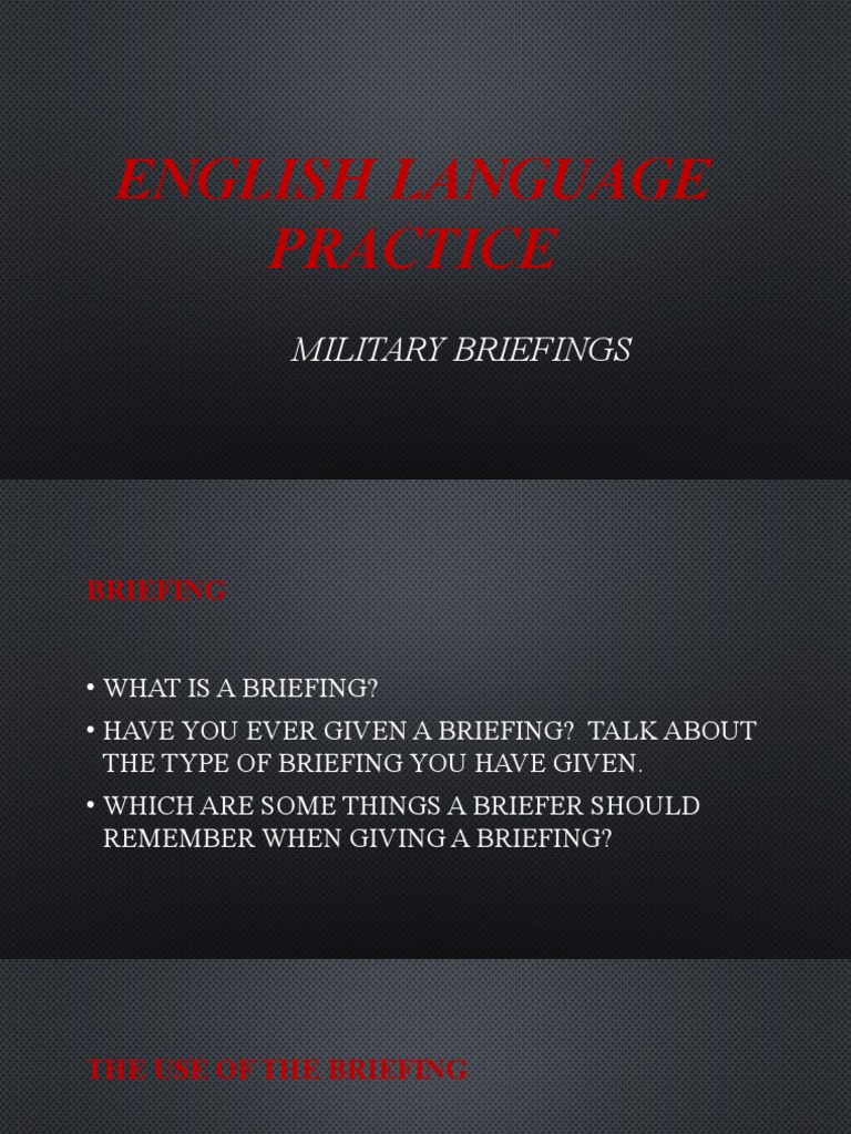 English Language Practice: Military Briefings | PDF | Cognition ...