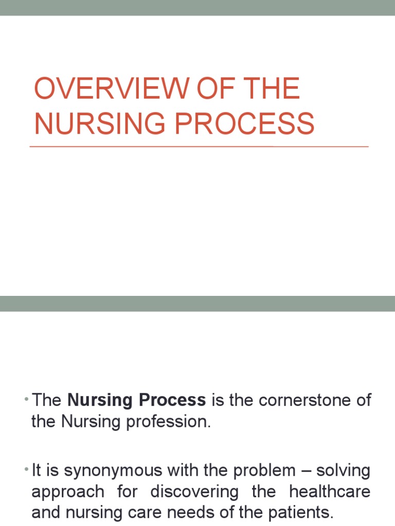 Overview of The Nursing Process | PDF | Dehydration | Nursing