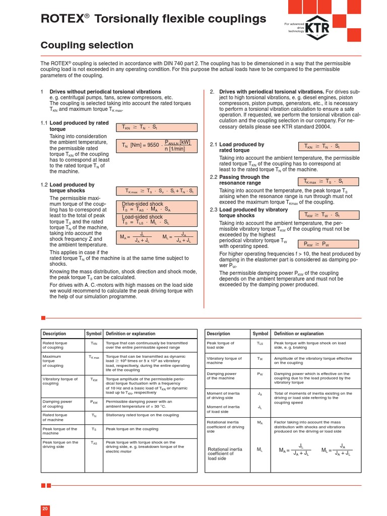 Rotex: Torsionally Flexible Couplings | PDF | Torque | Applied And ...