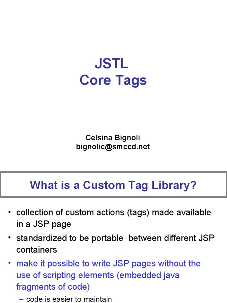 JSTL Core Tags: Celsina Bignoli | PDF | Java (Programming Language) | Java Server Pages