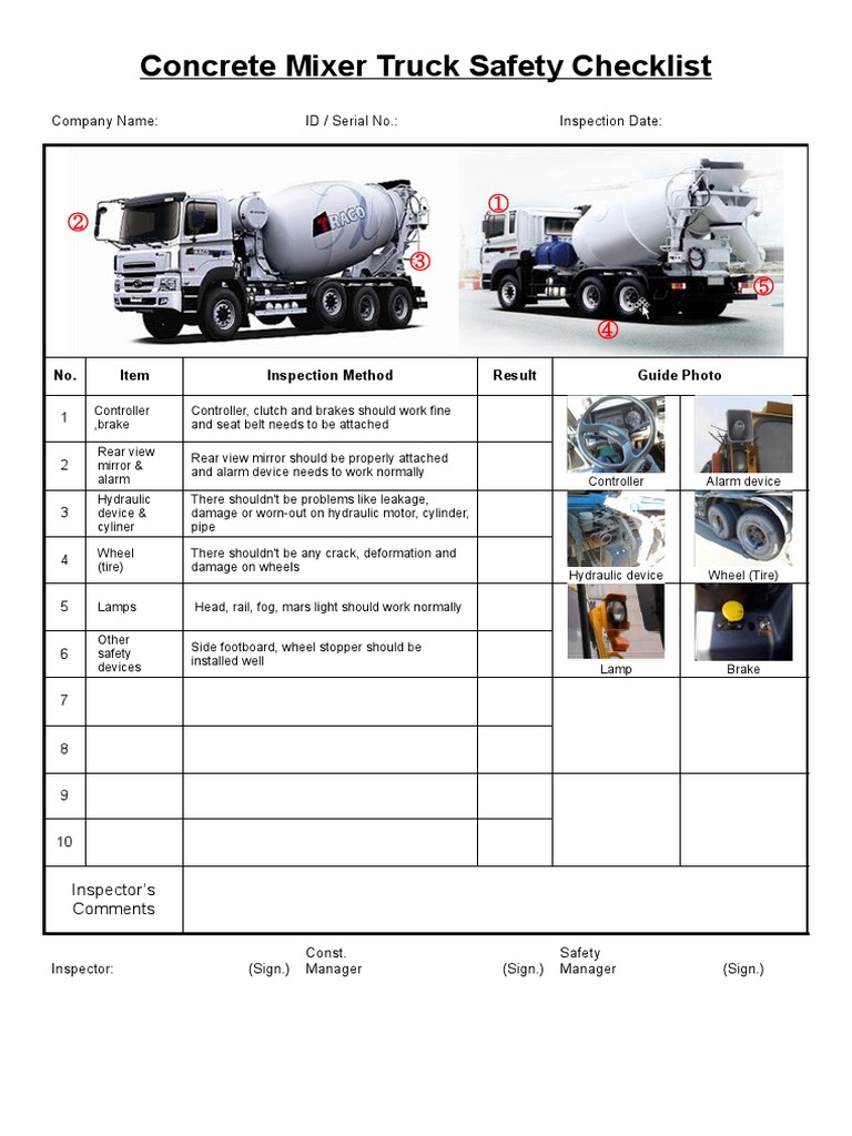 Concrete Mixer Safety Checklist | PDF