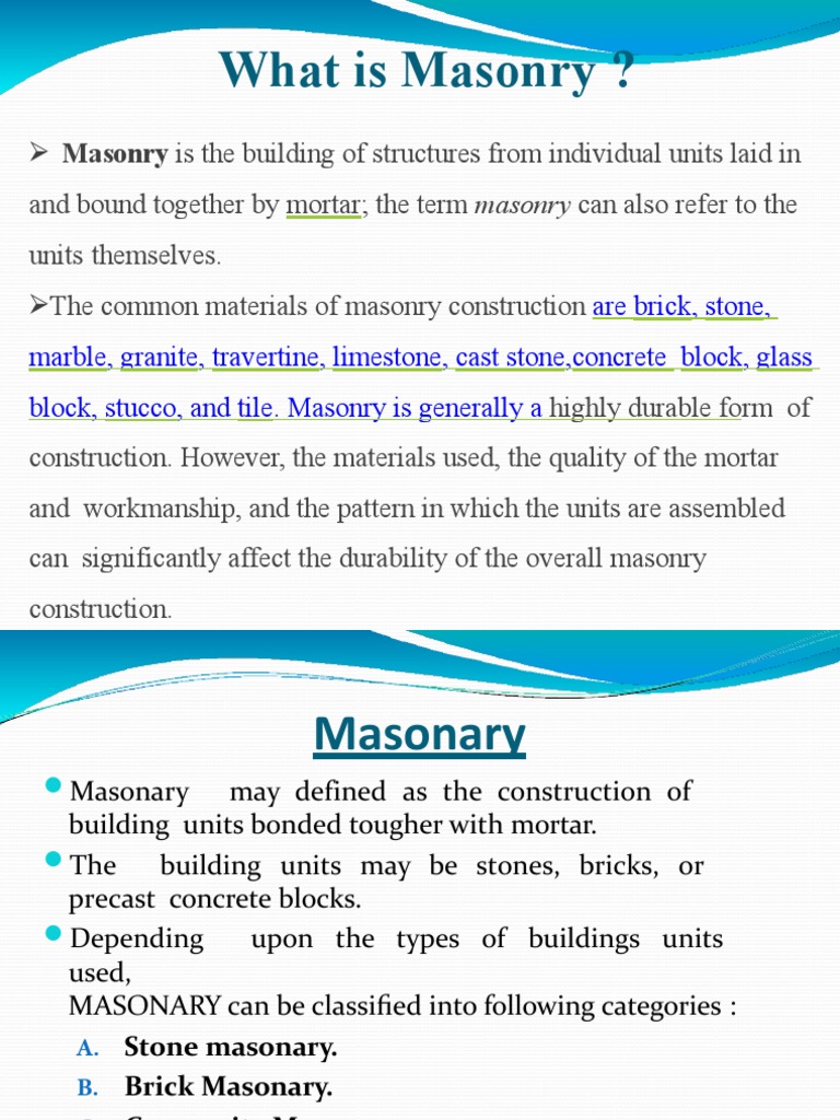 Masonry and Its Types | PDF | Masonry | Brick