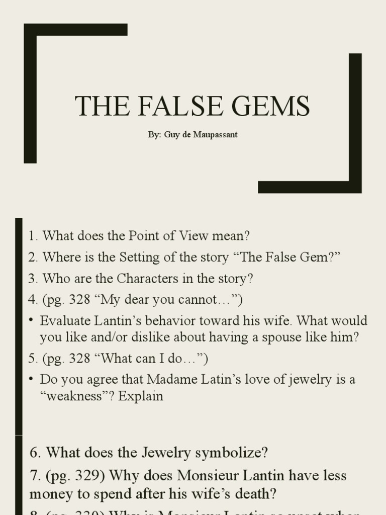 The False Gems: By: Guy de Maupassant | PDF