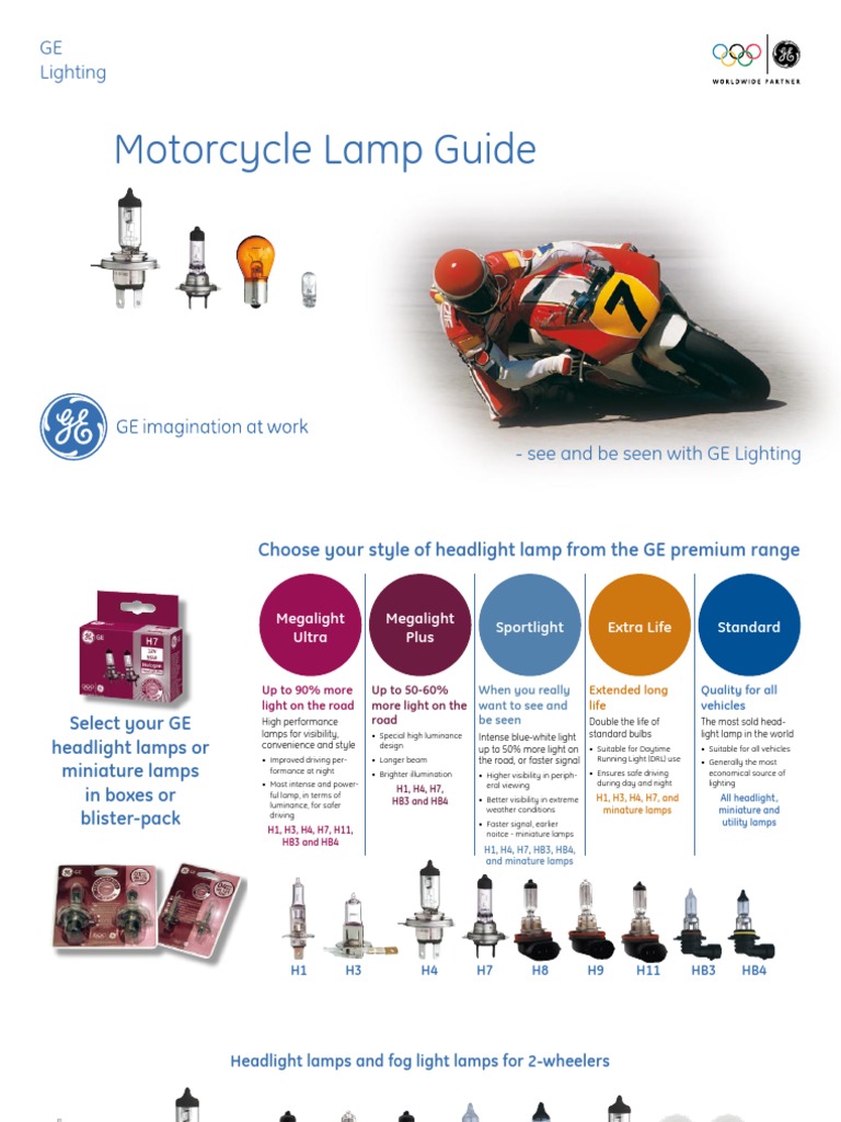 Motorcycle Lamp Guide: GE Lighting | PDF | Headlamp | Lighting