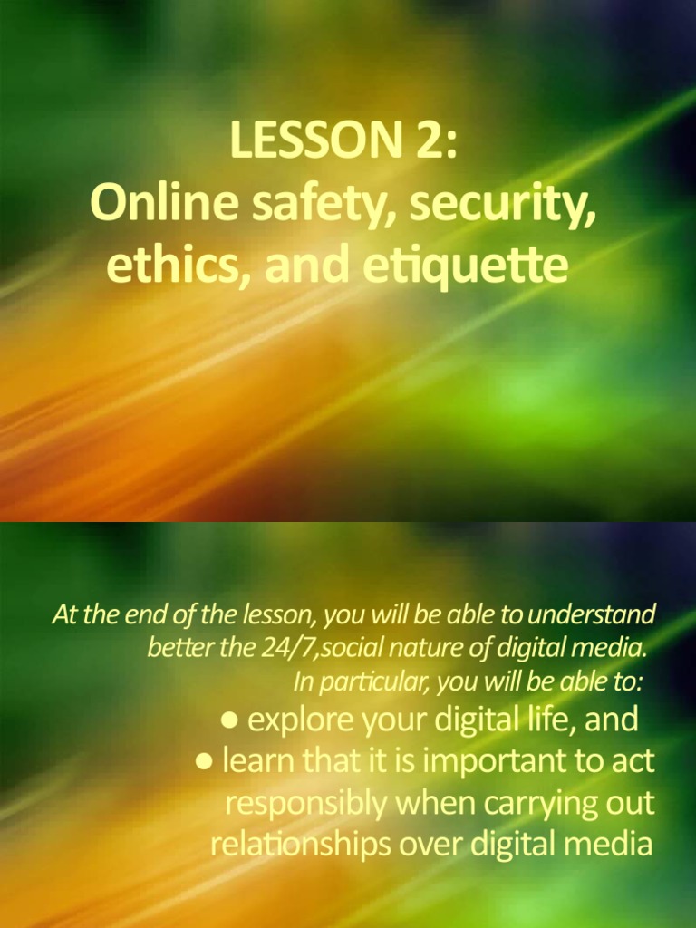 Lesson 2: Online Safety, Security, Ethics, and Etiquette | PDF ...