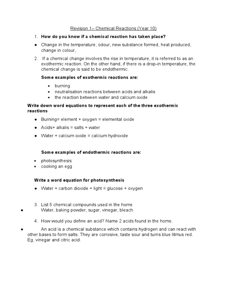 Chemical Reactions Explained | PDF | Oxide | Acid