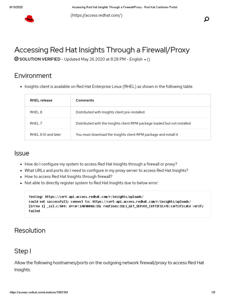 Accessing Red Hat Insights Through A Firewall - Proxy - Red Hat ... Accessing Red Hat Insights Through A Firewall - Proxy - Red Hat ...