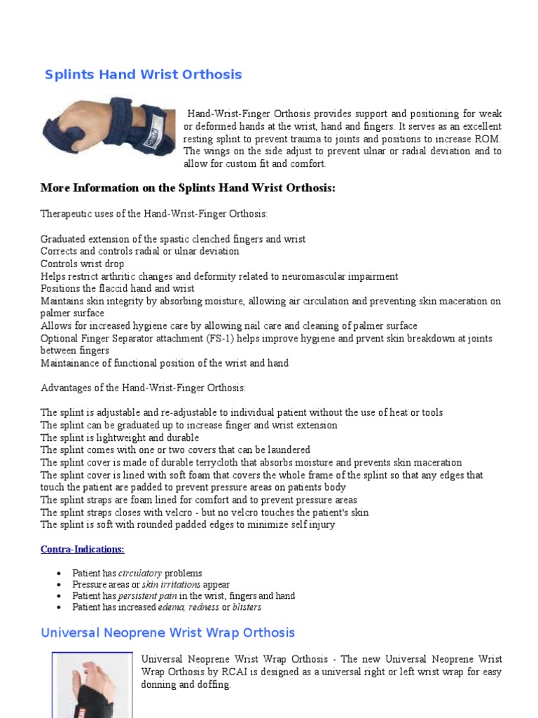 Comfy Splints Hand Wrist Orthosis | PDF | Hand | Anatomical Terms Of Motion