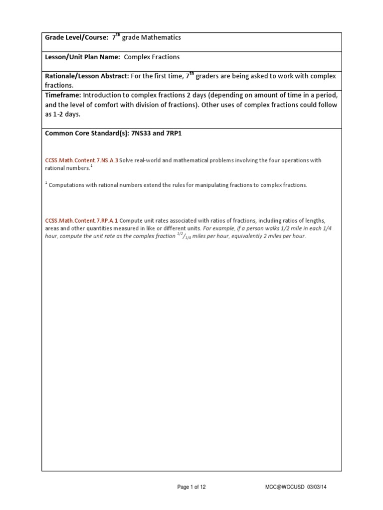 Grade Mathematics: CCSS - Math.Content.7.NS.A.3 | PDF | Fraction ...