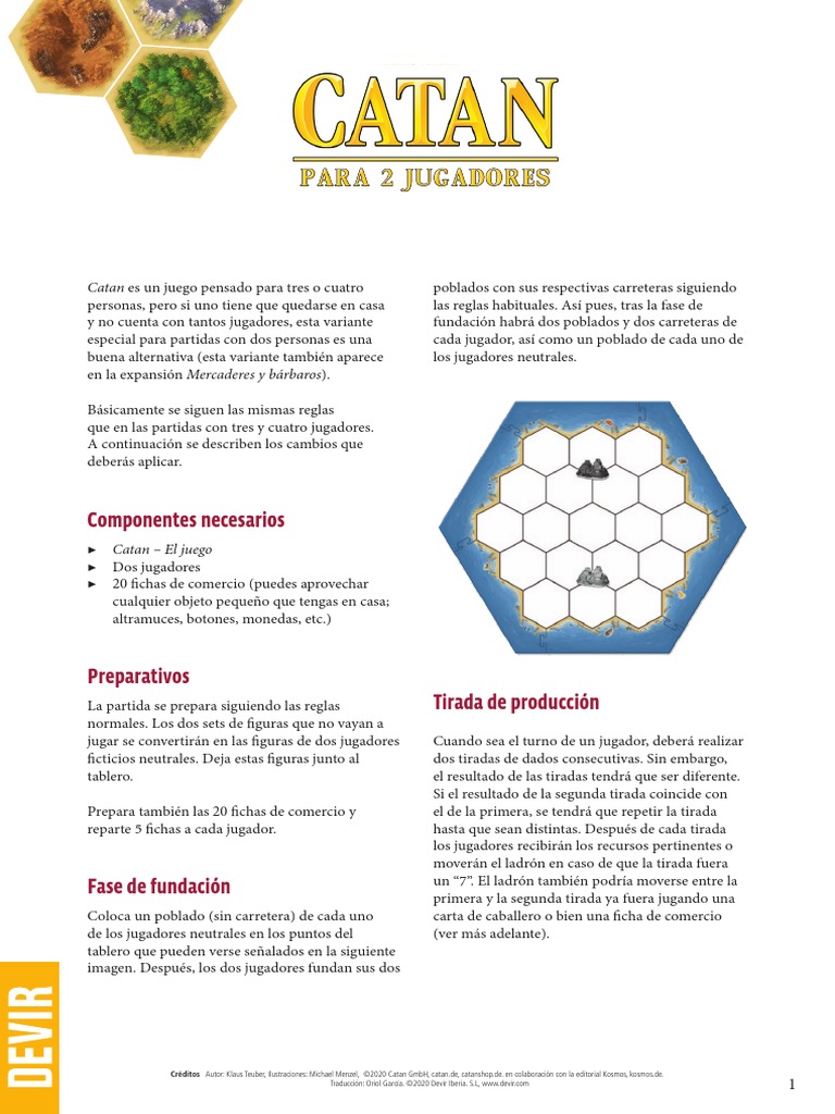 Catan Reglas para Dos Jugadores PDF | PDF | Comercio | Juego de azar
