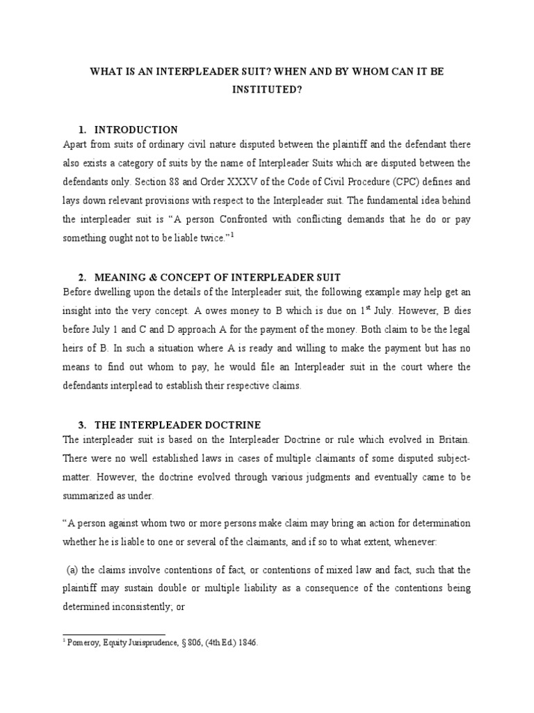 What Is An Interpleader Suit? When and by Whom Can It Be Instituted ...