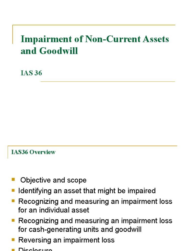 Lecture 12 Impairment of Non-Current Assets and Goodwill | PDF ...