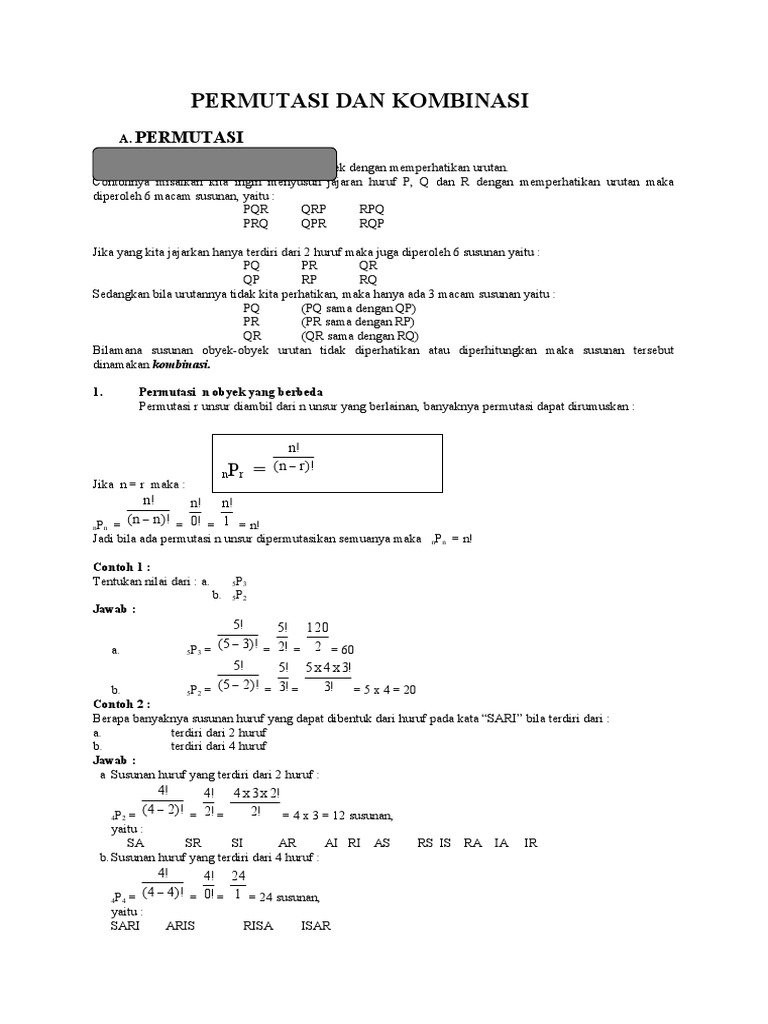 Materi Permutasi Dan Kombinasi | PDF