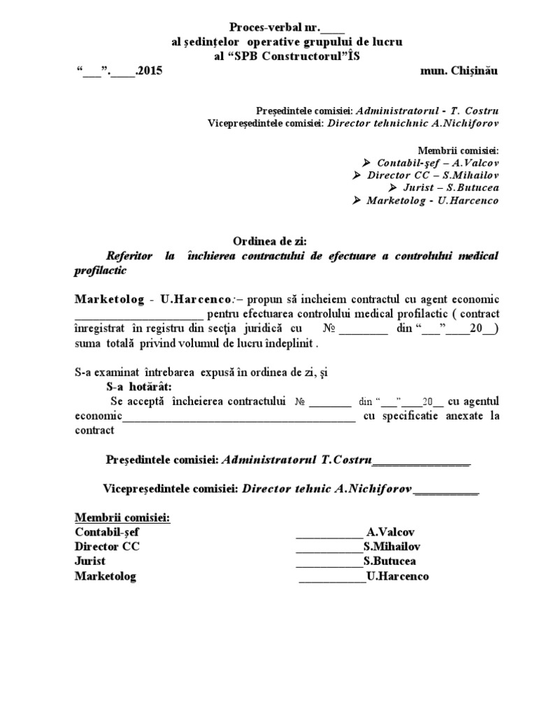 Proces Verbal Tip MARKETING II Mod | PDF