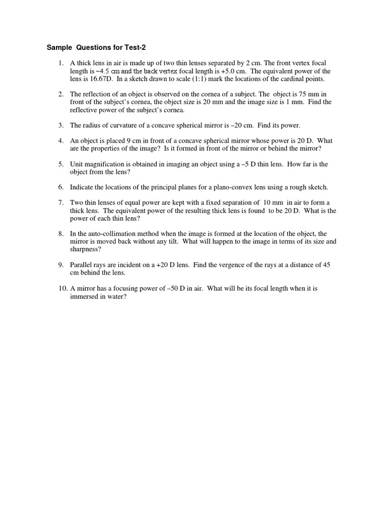 Sample Questions For Test-2 PDF | PDF