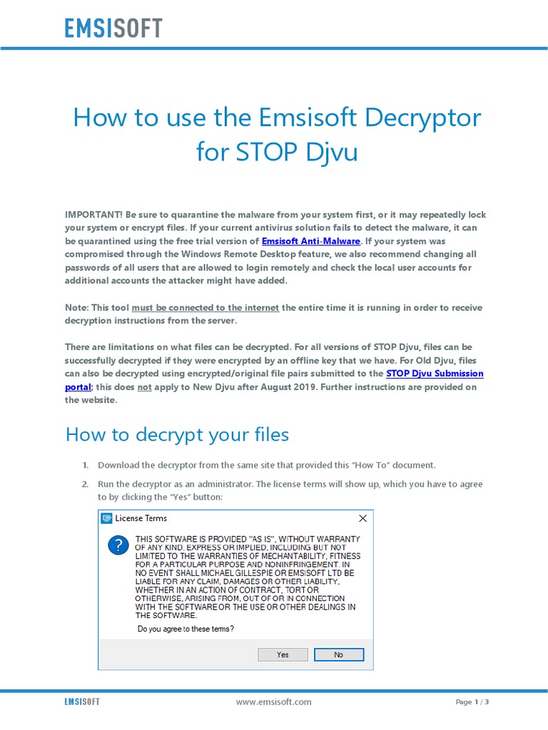 Emsisoft - How To Stop Djvu | PDF | Malware | Encryption