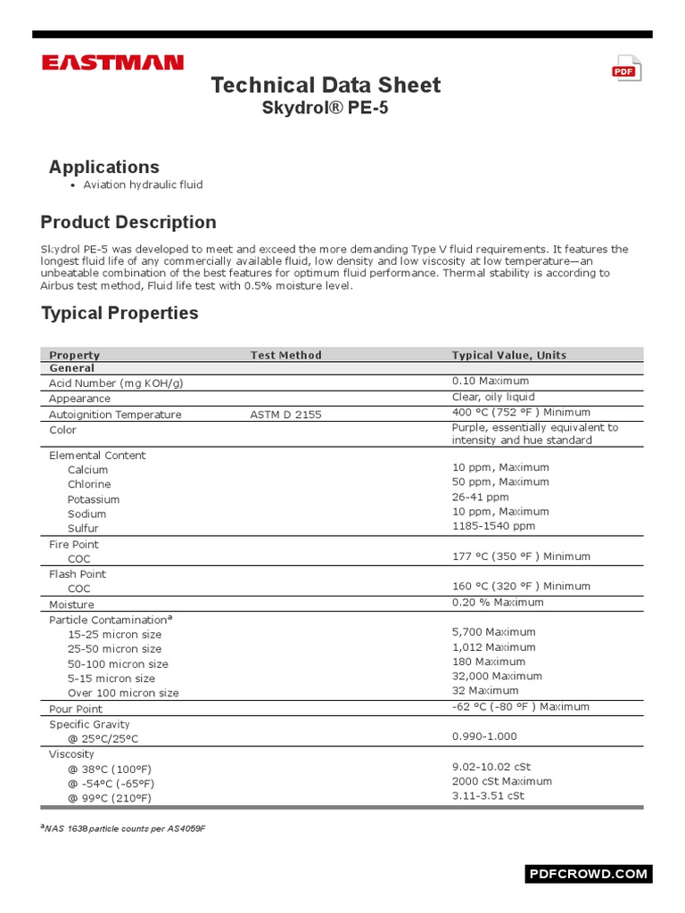 Eastman Skydrol PE-5 DS | PDF | Viscosity | Chemical Substances