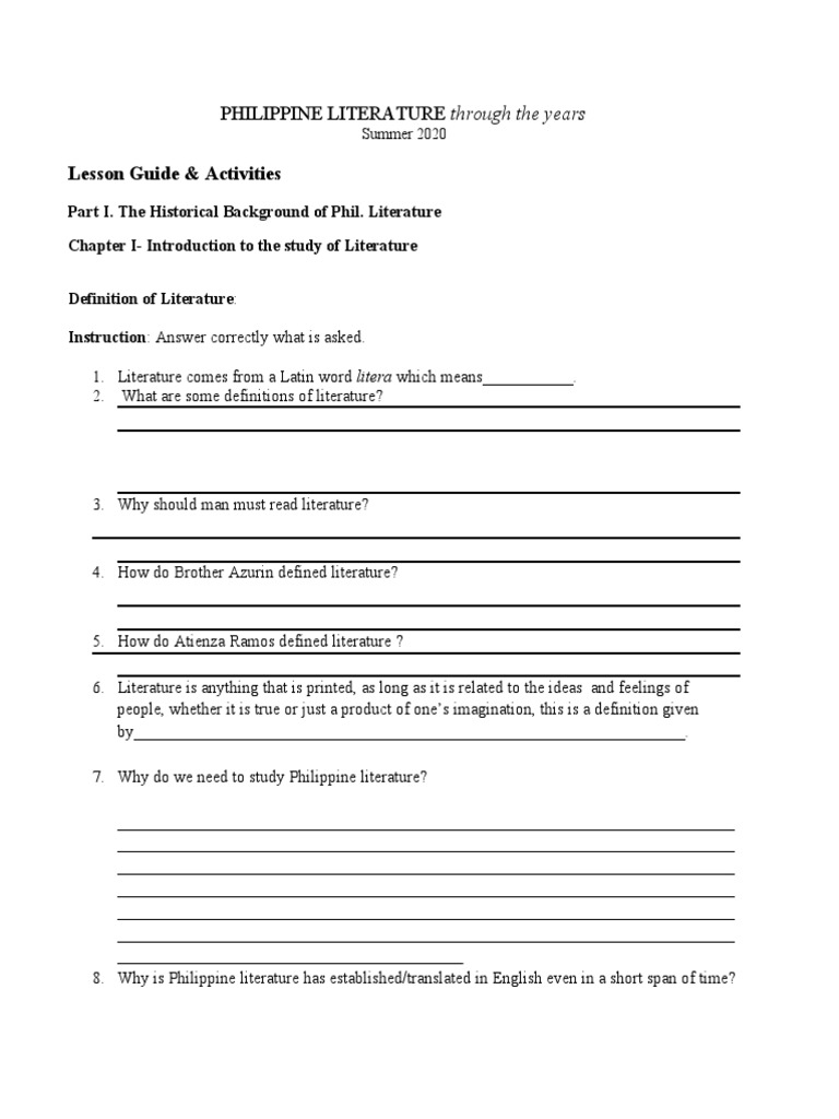 PHILIPPINE LITERATURE Through The Years | PDF | Poetry | Religion And ...