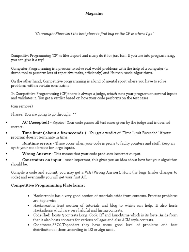 Competitive Programming Starting Guide | PDF | Computer Programming ...