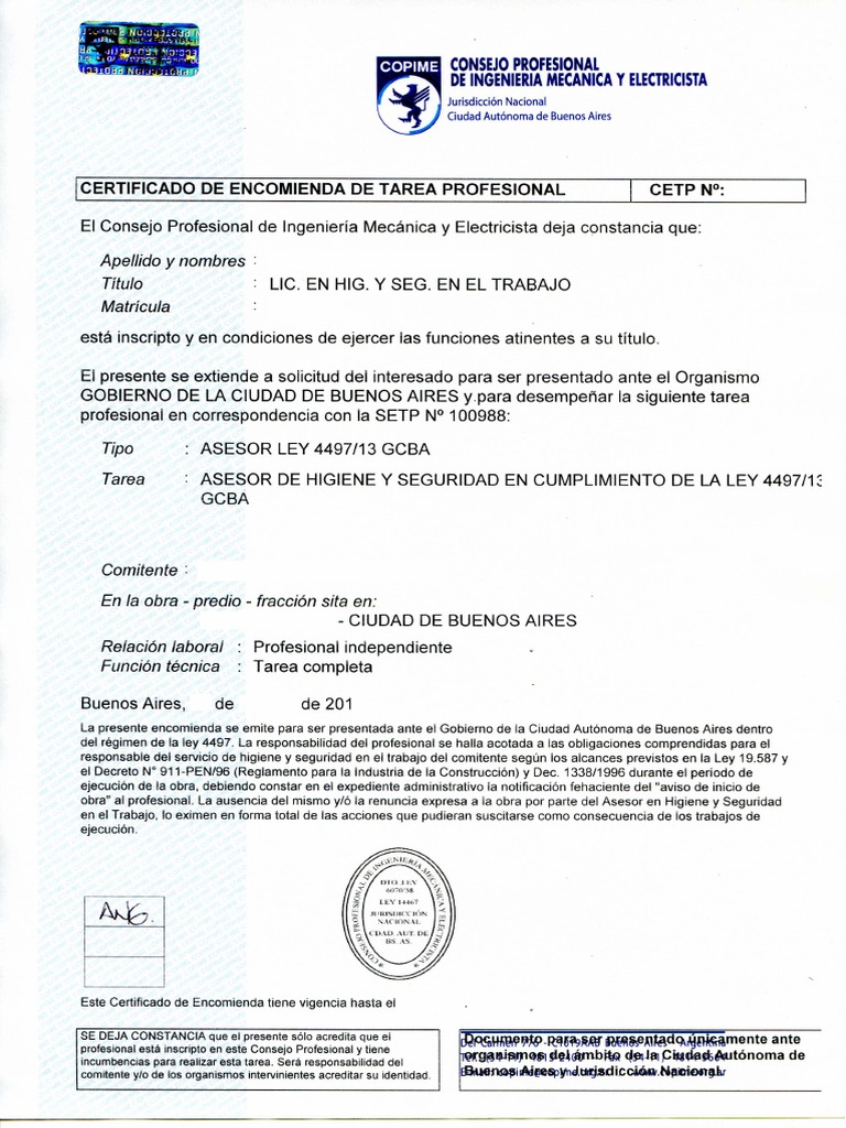 04 Encomienda Seg e Higiene PDF | PDF
