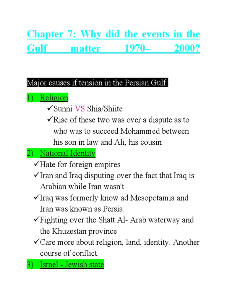 Causes of Gulf Tensions 1970-2000 | PDF | Gulf War | Saddam Hussein