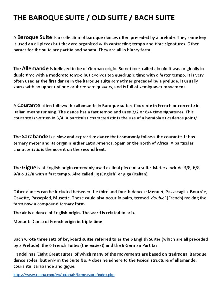The Baroque Suite / Old Suite / Bach Suite | PDF