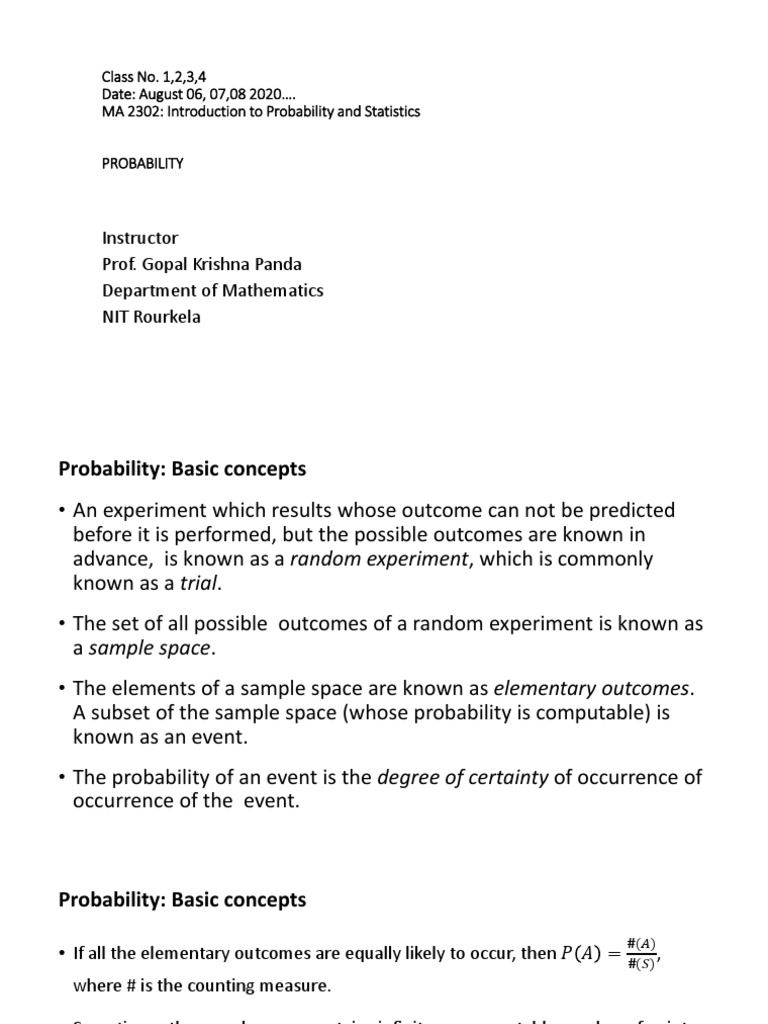 Lecture PPT Probability | PDF | Probability | Probability Theory