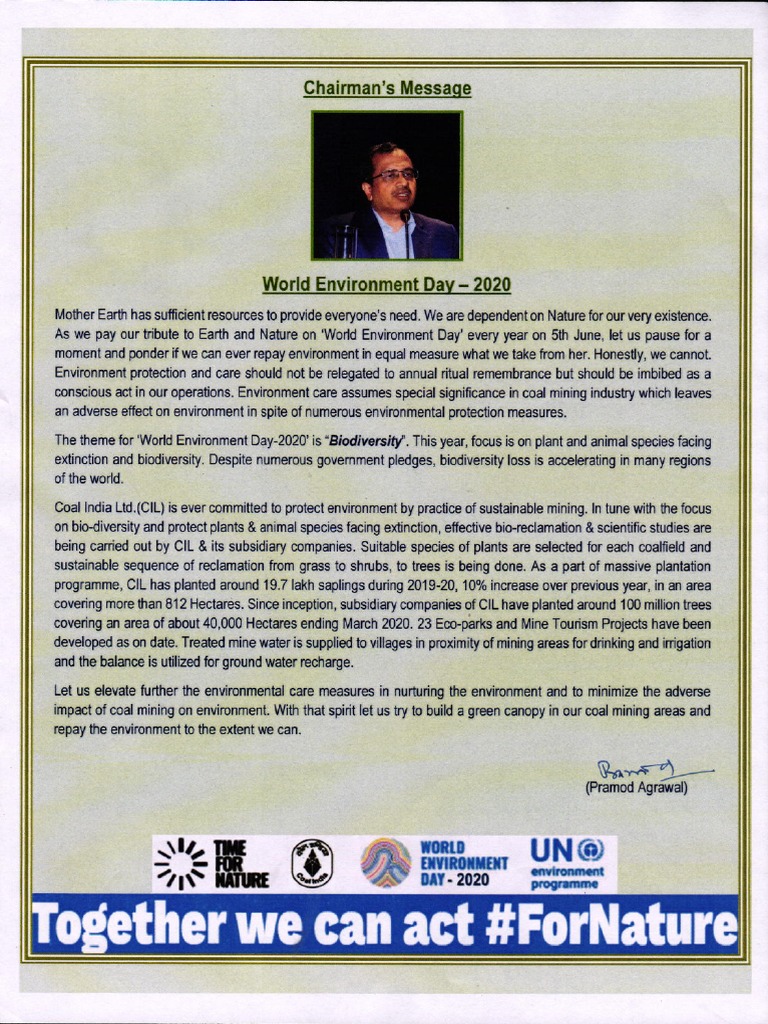 Chairman's Message-WED-2020 | PDF | Natural Environment | Environment