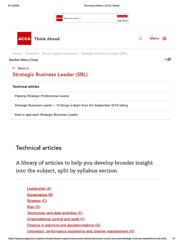 ACCA SBL Technical Articles | PDF