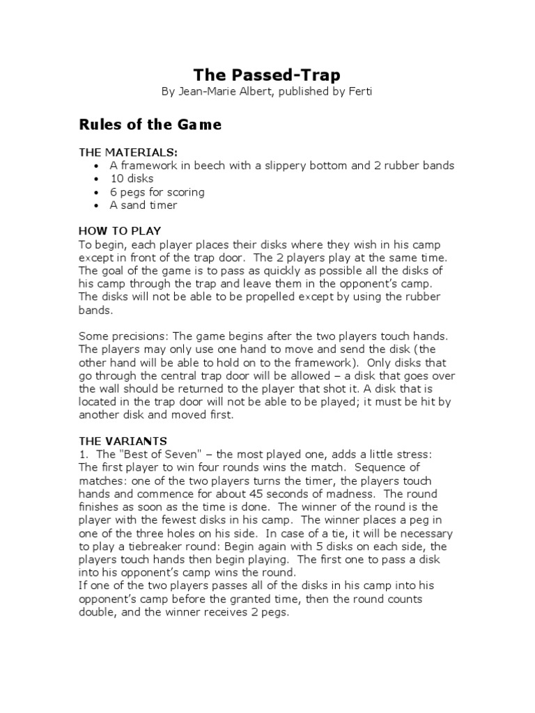 Le Passe Trappe Rules | PDF | Sports | Leisure