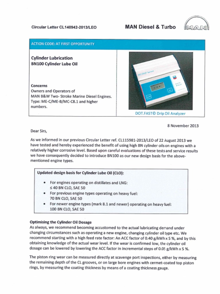 Circular Letter Cylinder Lubrication | PDF