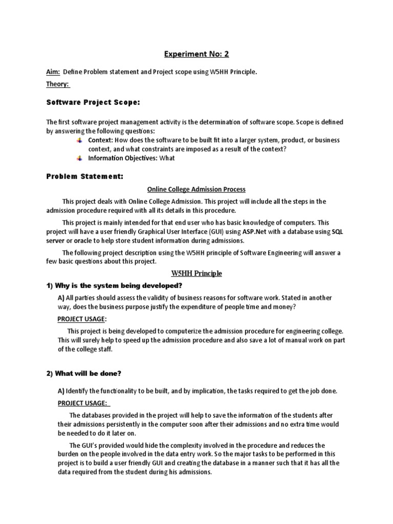 Experiment No: 2: 1) Why Is The System Being Developed? | PDF | Software | Databases