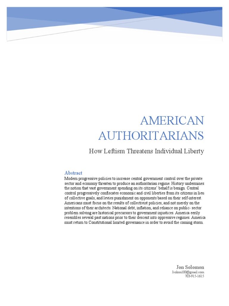 American Authoritarians: How Leftism Threatens Individual Liberty | PDF ...