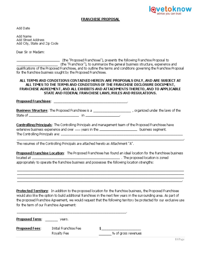 3384 Franchise Proposal Letter PDF | PDF | Franchising | Business ...