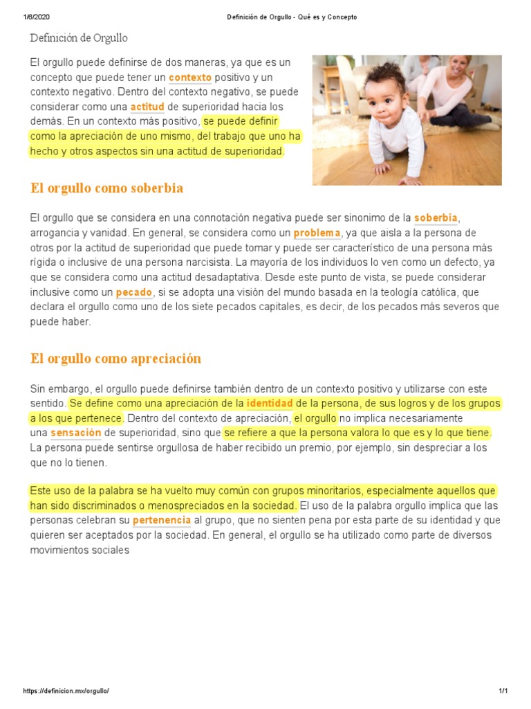 Definición de Orgullo - Qué Es y Concepto | PDF